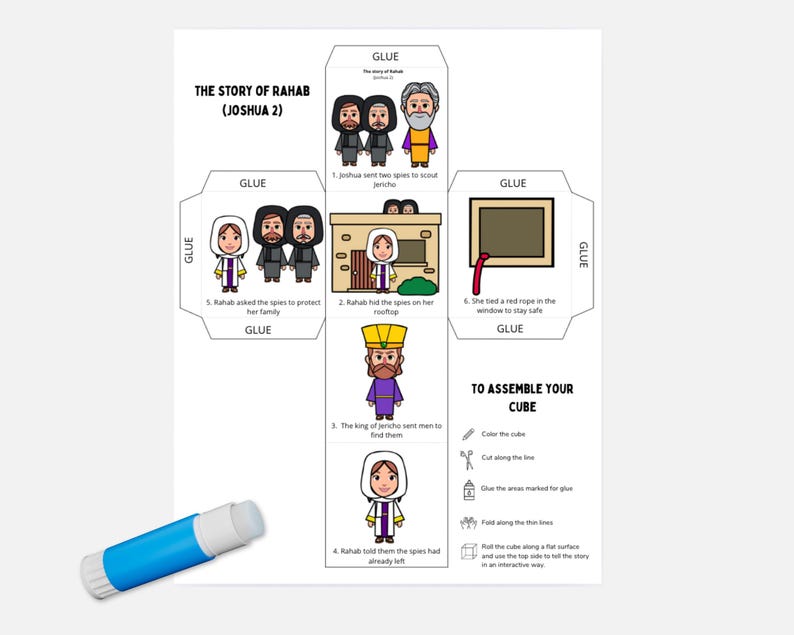 Rahab and the Spies Coloring Cube | Joshua 2 Bible Story Craft for Kids ...