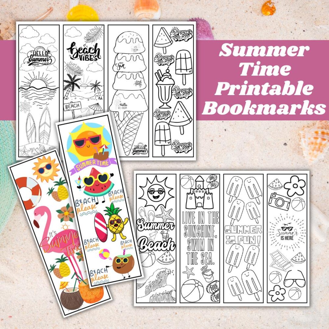 Summer Bookmarks Printable - Beach Theme, Coloring Pages, Summer ...