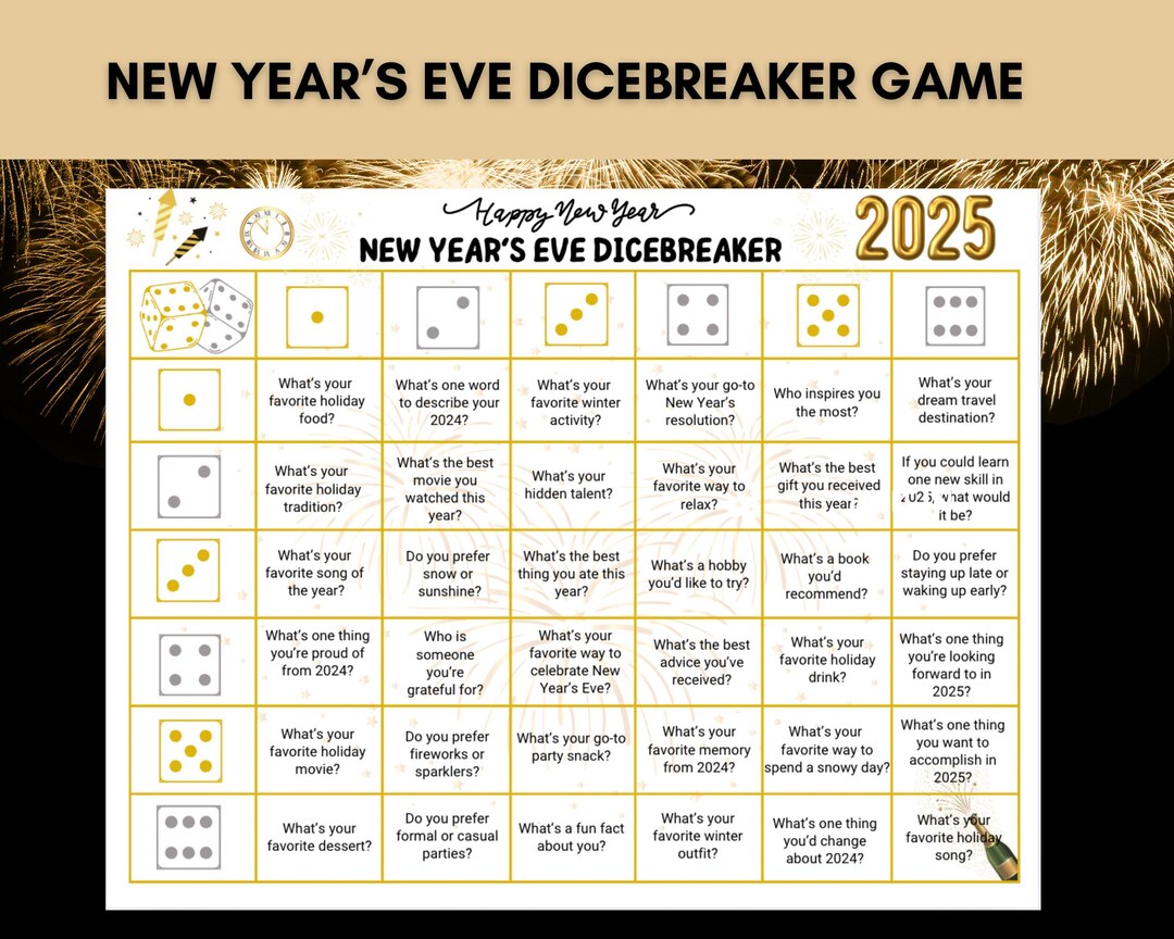 New Year’s Eve Icebreaker Game – Fun Printable Questions for Parties ...