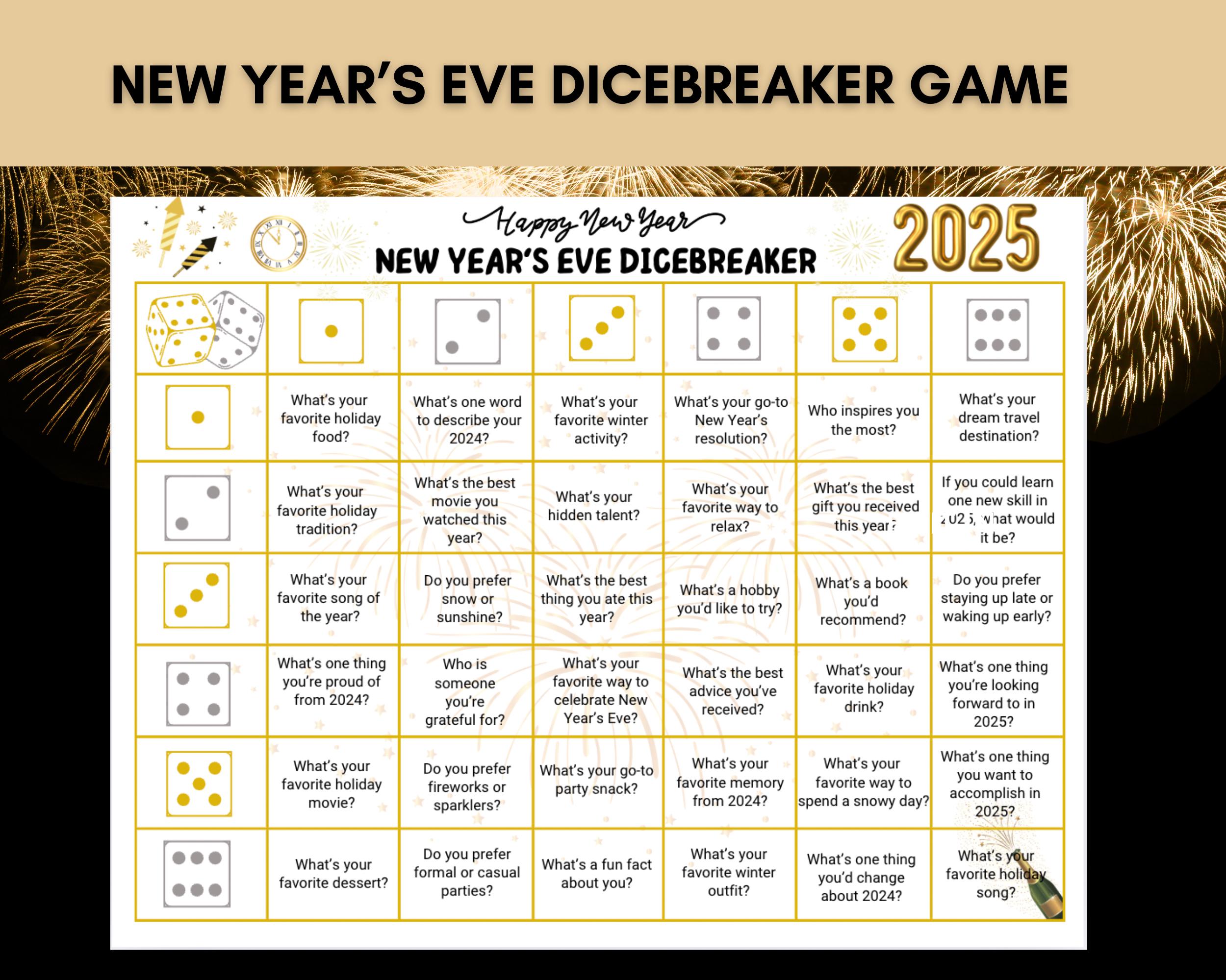New Year’s Eve Icebreaker Game – Fun Printable Questions for Parties ...