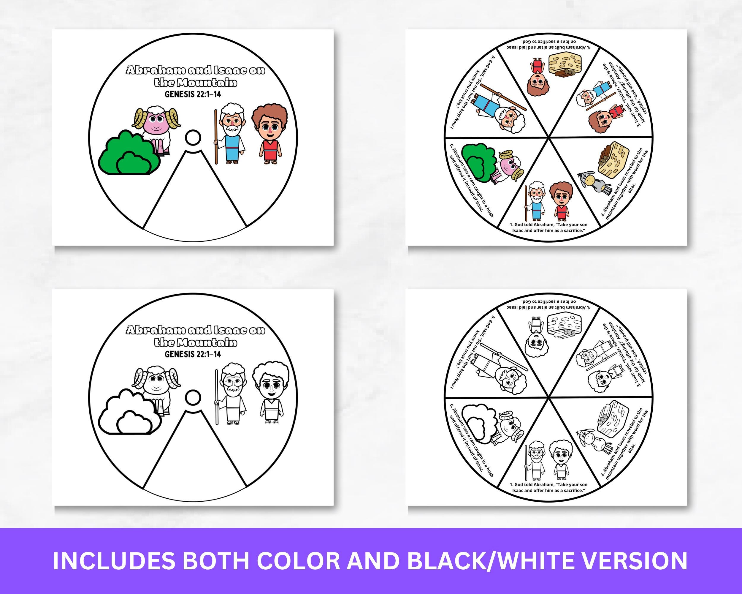 Abraham and Isaac Coloring Wheel | Genesis 22 Story for Kids | God ...
