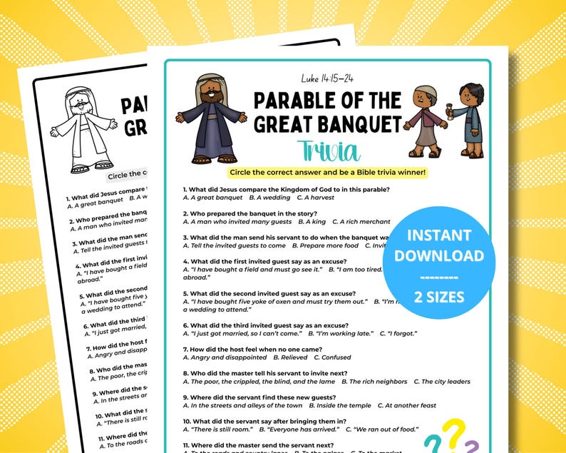 Parable of the Great Banquet Bible Trivia Game | Wedding Feast Parable ...