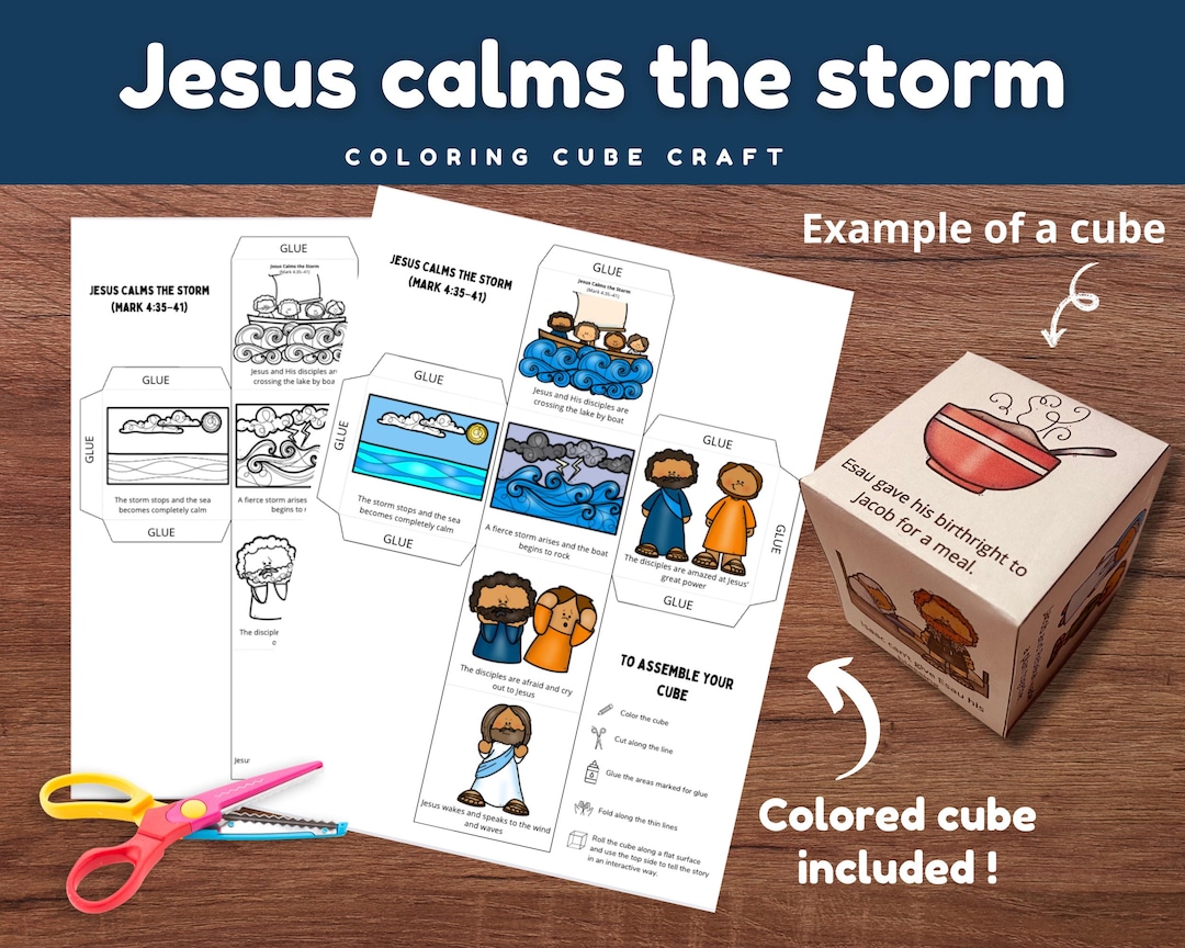 Jesus Calms the Storm Bible Story Cube | Mark 4:35–41 | Printable Kids ...