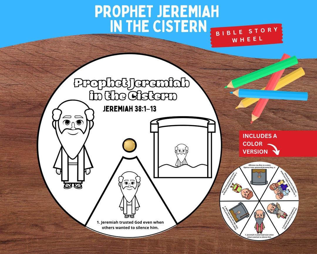 Prophet Jeremiah Bible Story Coloring Wheel | Jeremiah in the Cistern ...