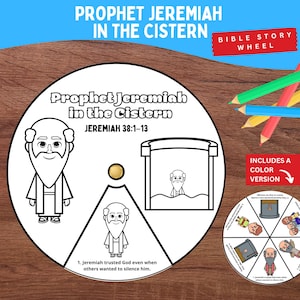 Prophet Jeremiah Bible Story Coloring Wheel | Jeremiah in the Cistern ...