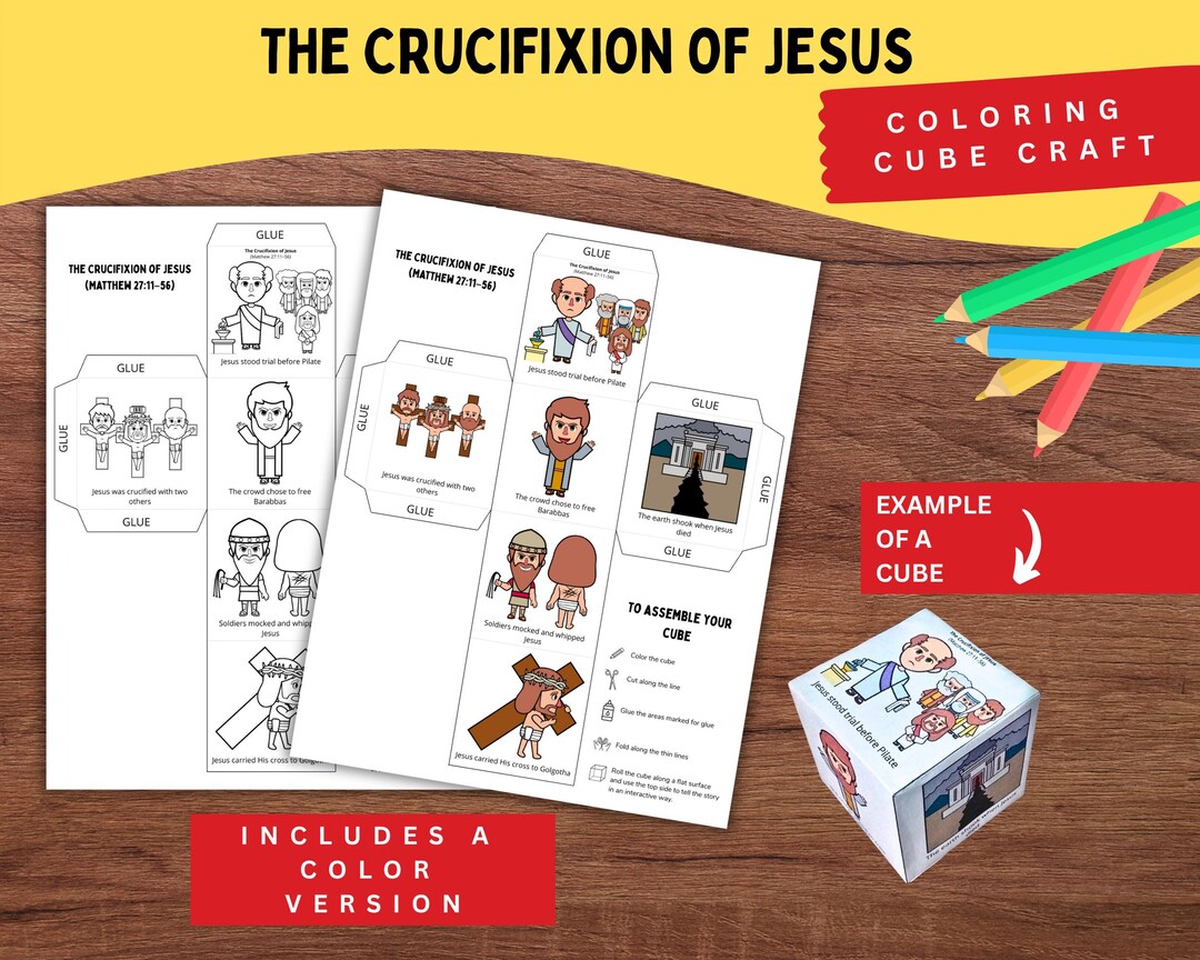 Jesus Crucifixion Coloring Cube | Matthew 27:11–56 | Good Friday ...