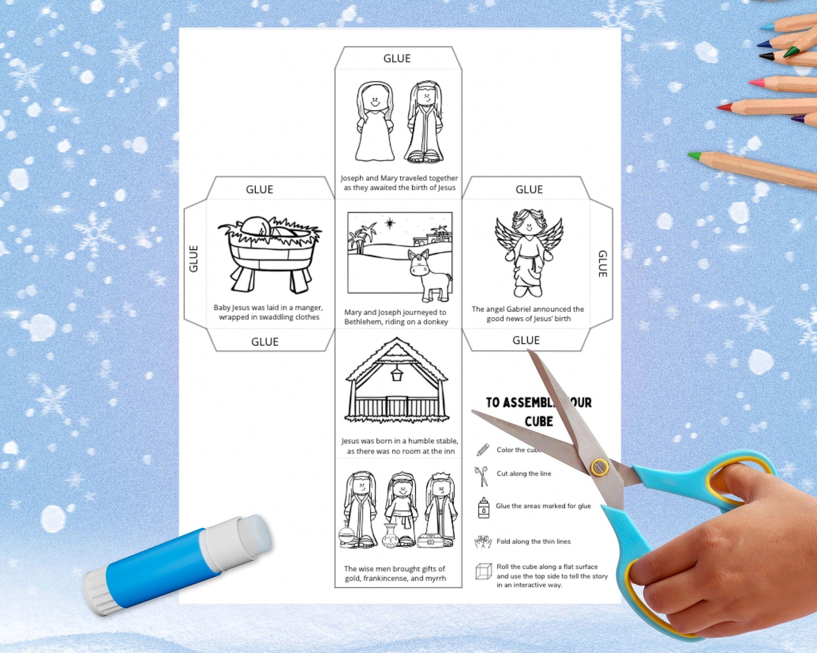 Birth of Jesus Printable Cube Craft, the Nativity Story, Fun Bible ...