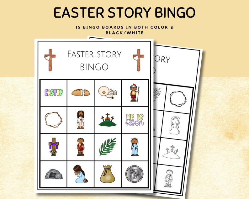 Easter Story Bingo Set for Kids - Bible Story Activity, Resurrection ...