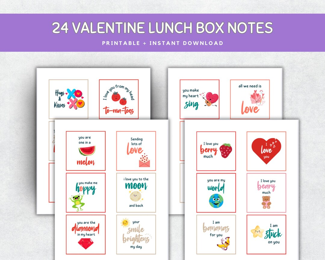 Valentine Lunch Box Notes for Kids, Winter Lunchbox Notes, Lunchbox ...
