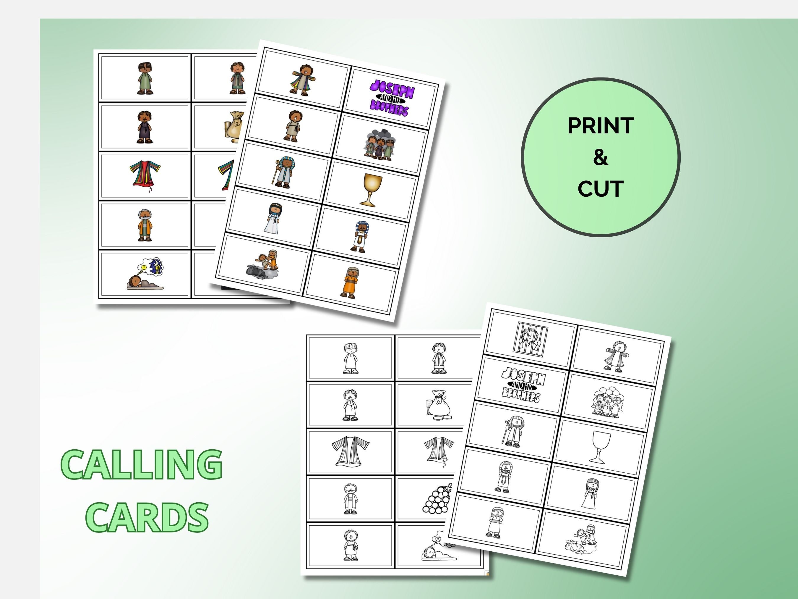 Joseph Bingo Set for Kids - Bible Story Activity, Joseph and His ...