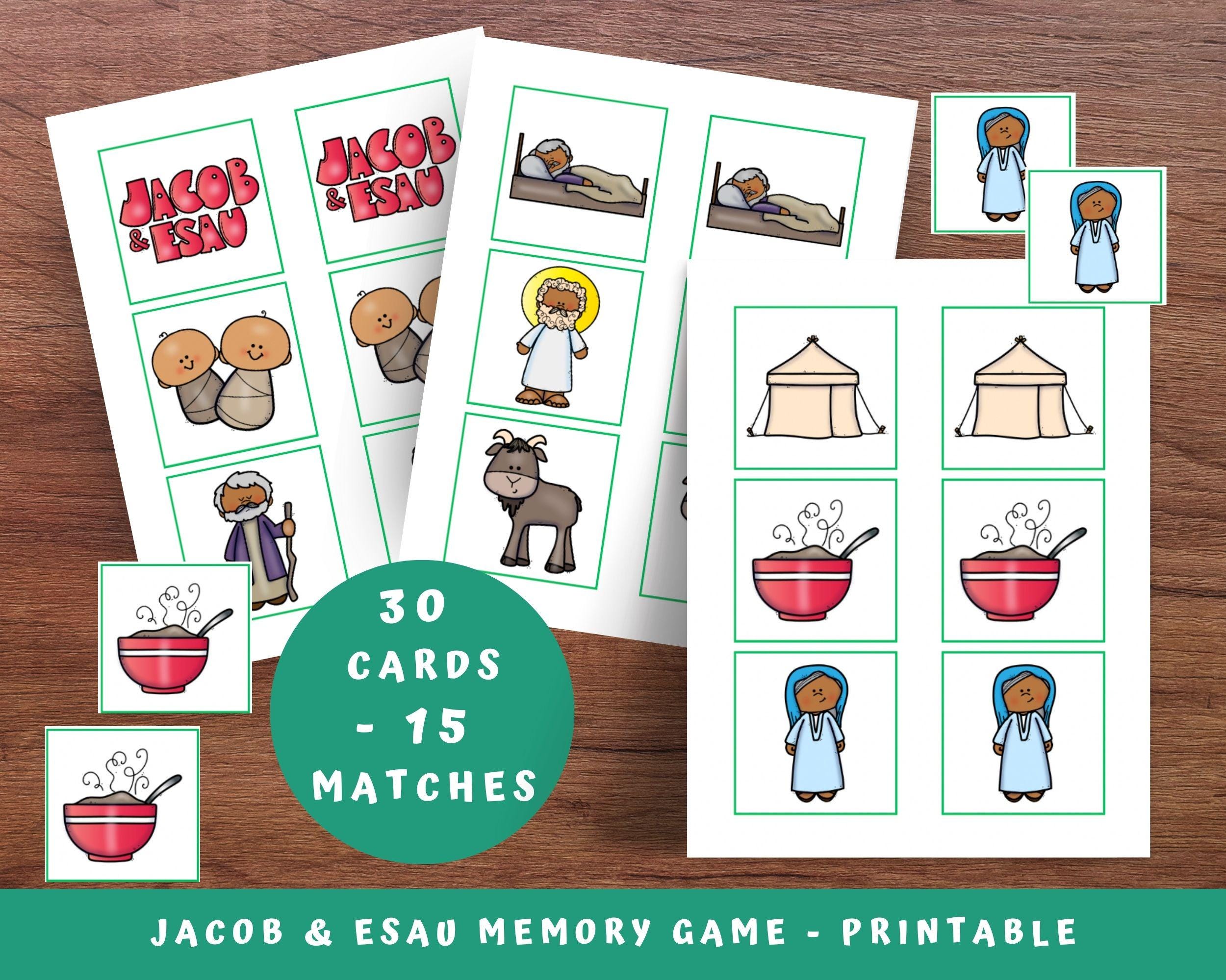 Jacob and Esau Memory Game, Match a Pair Game, Printable Jacob and Esau ...