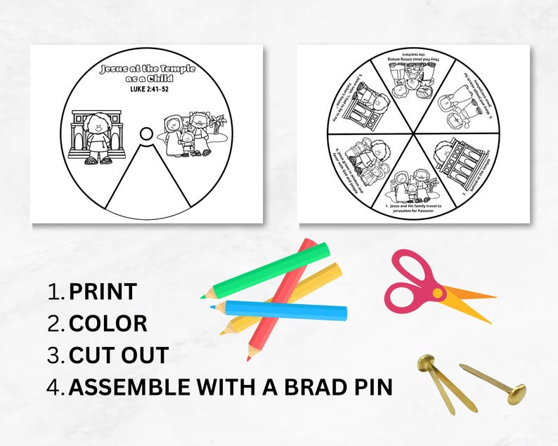 Jesus at the Temple Bible Story Wheel for Kids | Luke 2:41–52 Printable ...