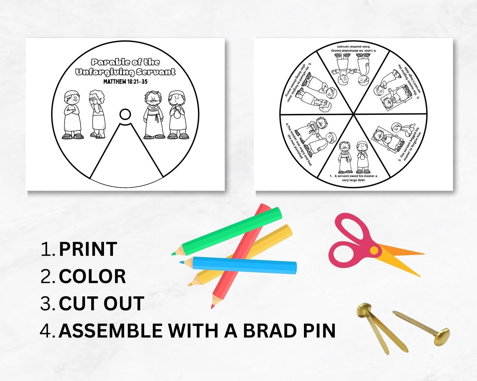 Parable of the Unforgiving Servant Coloring Wheel | Forgiveness Bible ...