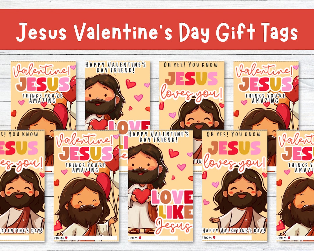 Christian Valentine Gift Tags for Kids Church Classroom, Jesus Loves ...
