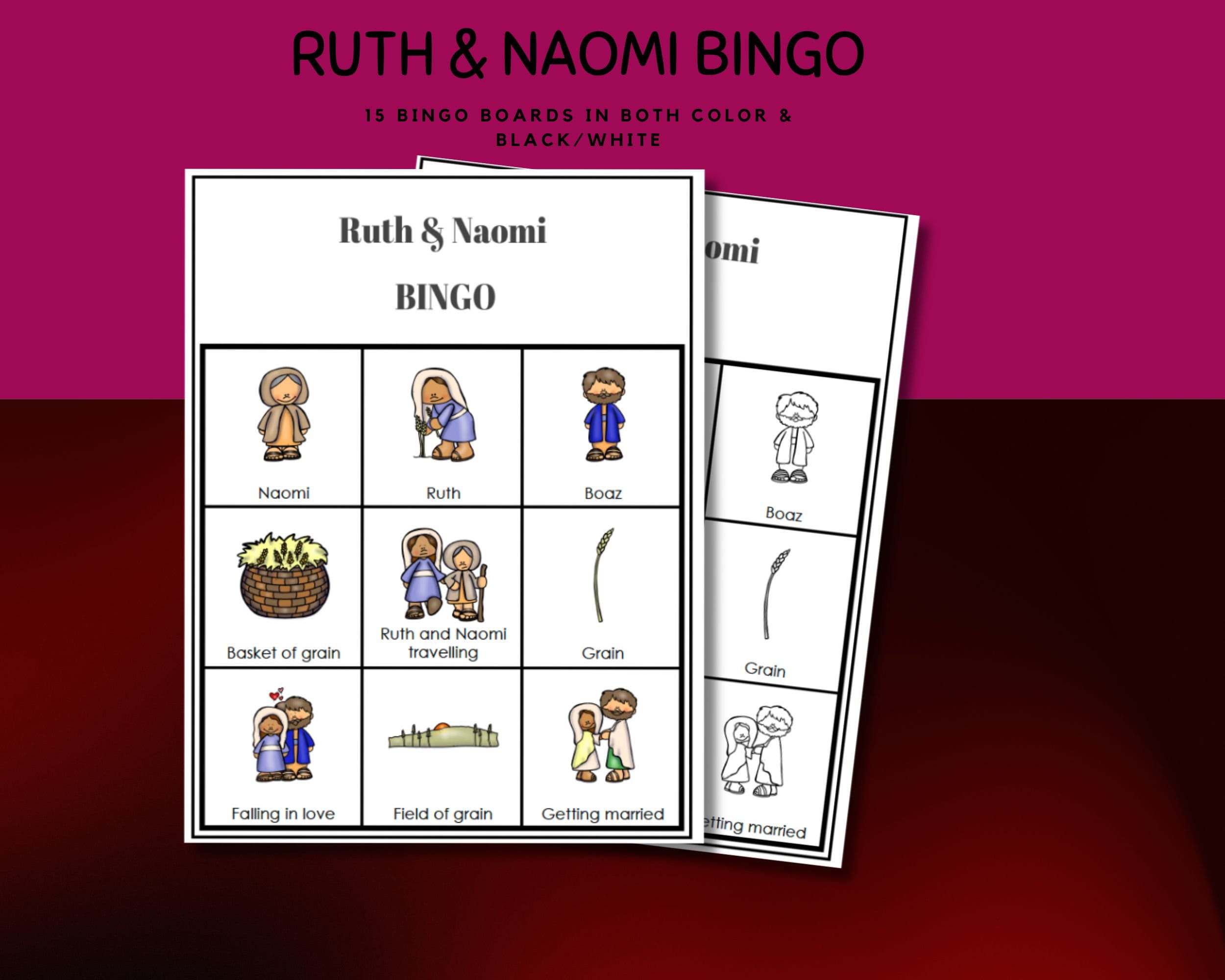 Ruth and Naomi Bingo Set for Kids, Ruth and Boaz Bible Bingo L Old ...