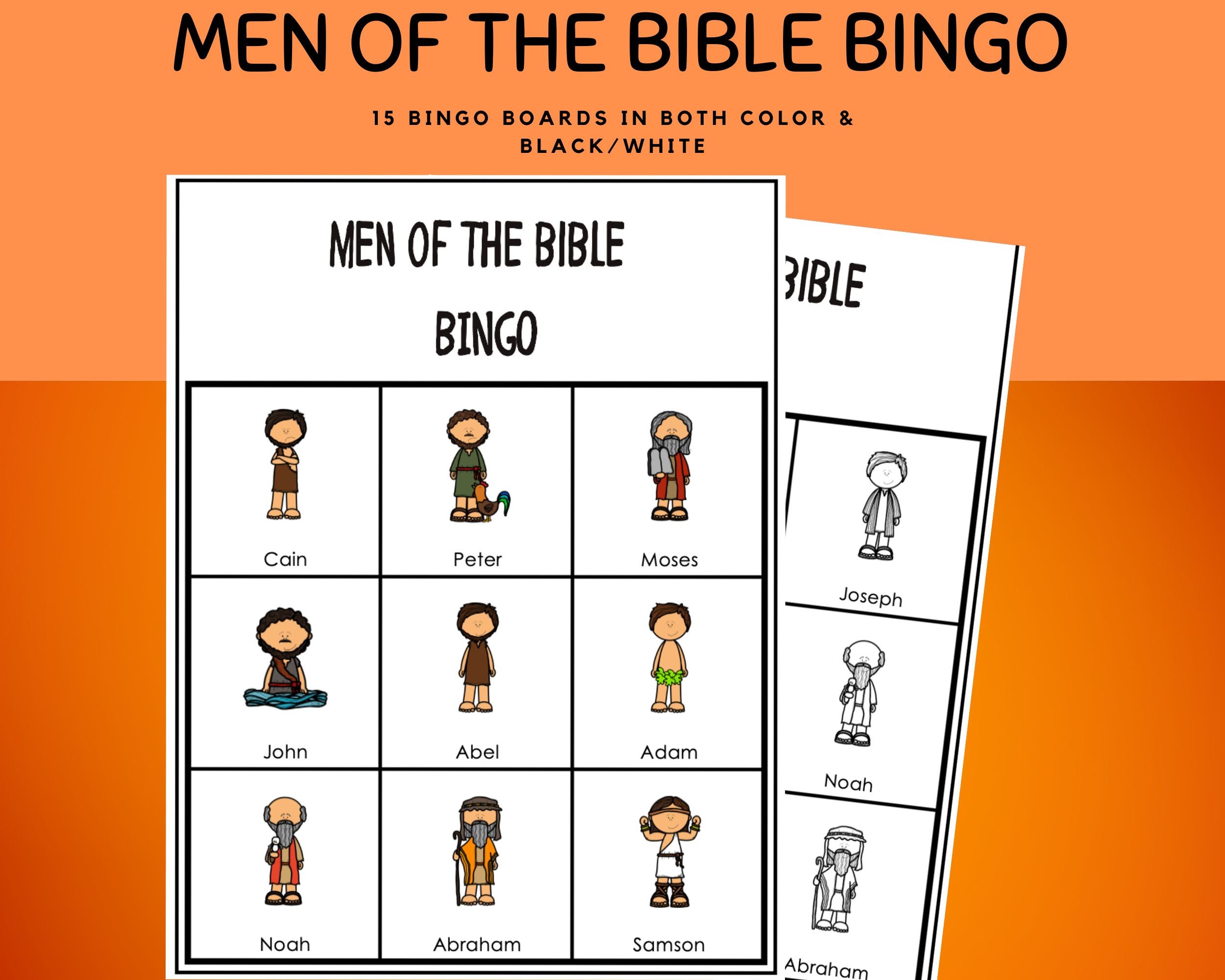 Men of the Bible Bingo Set for Kids, Menen of the Bible Bible Bingo L ...
