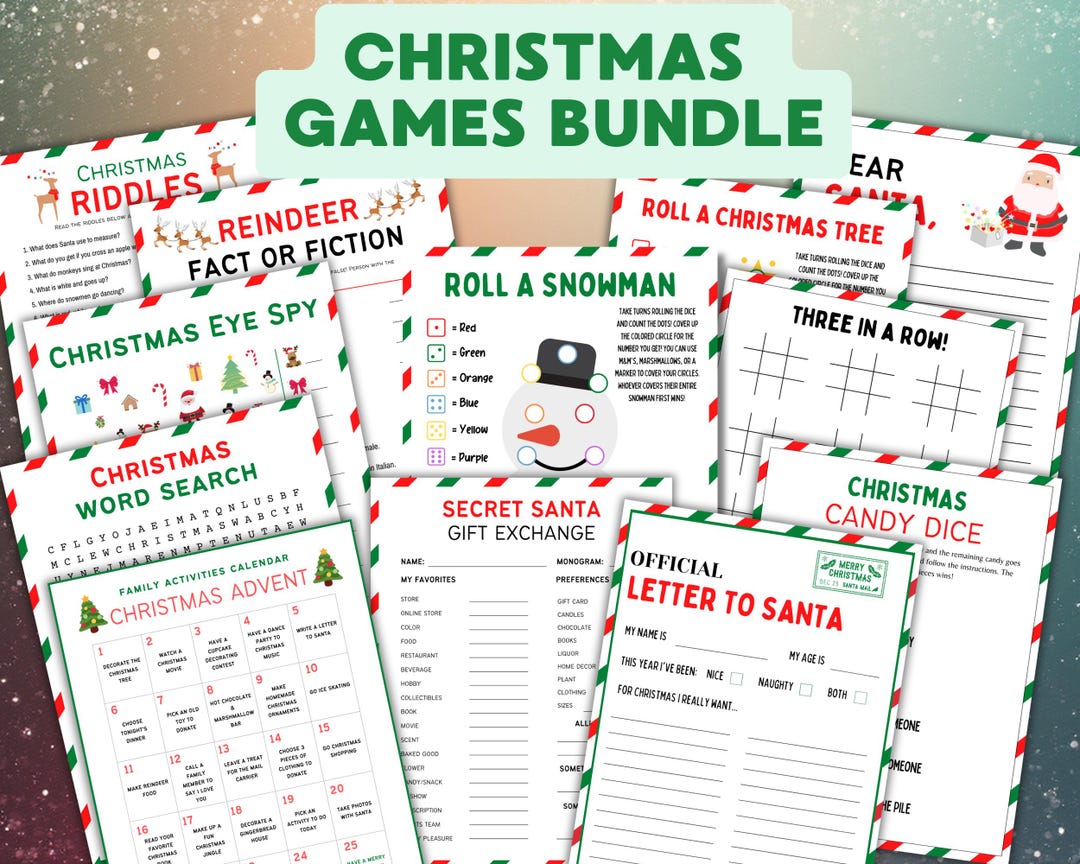 Christmas Games Bundle for Families, Kids and Adults, Fun Holiday Party ...