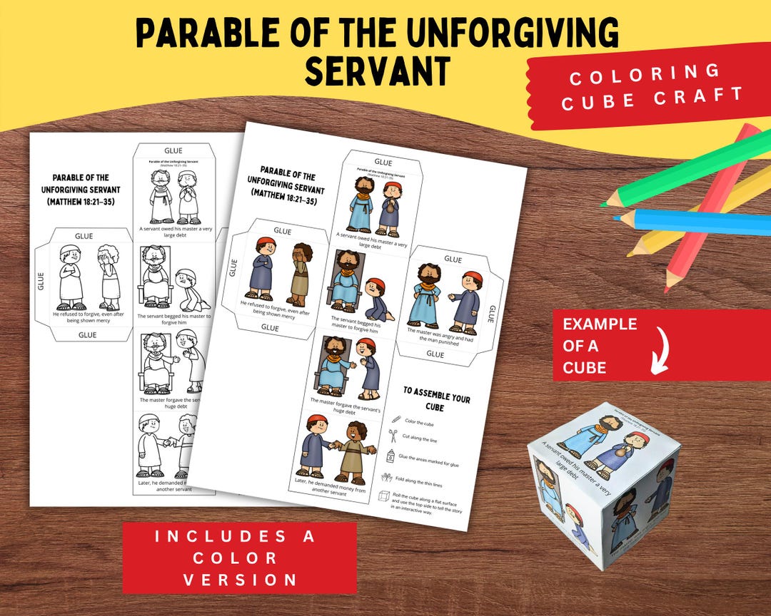 Parable of the Unforgiving Servant Bible Story Cube | Printable Craft ...