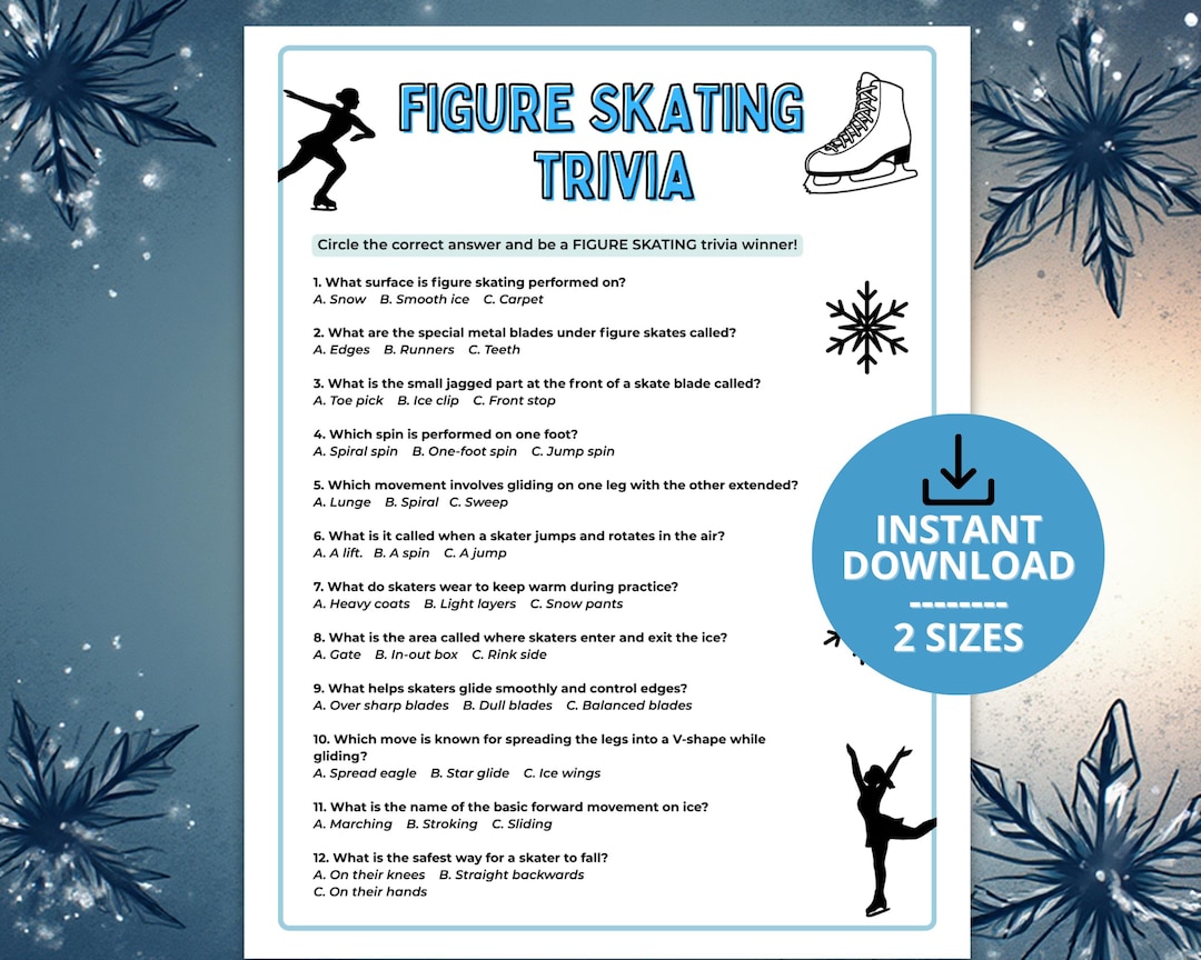 Figure Skating Trivia Game | Winter Sports Quiz Printable, Kids ...