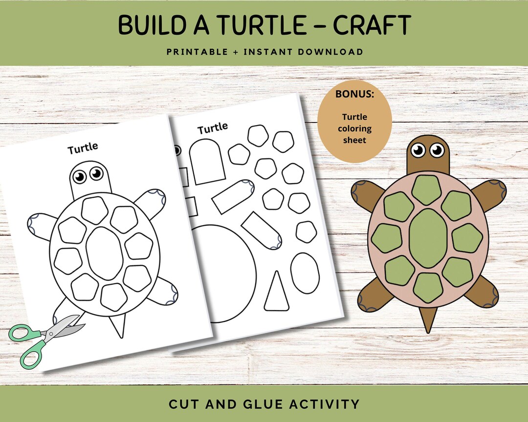 Build a Turtle Activity, Cut and Glue Printable for Kids, Preschool ...