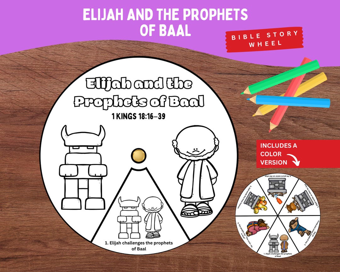 Elijah and the Prophets of Baal Coloring Wheel | 1 Kings 18 Bible Craft ...