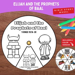Elijah and the Prophets of Baal Coloring Wheel | 1 Kings 18 Bible Craft ...