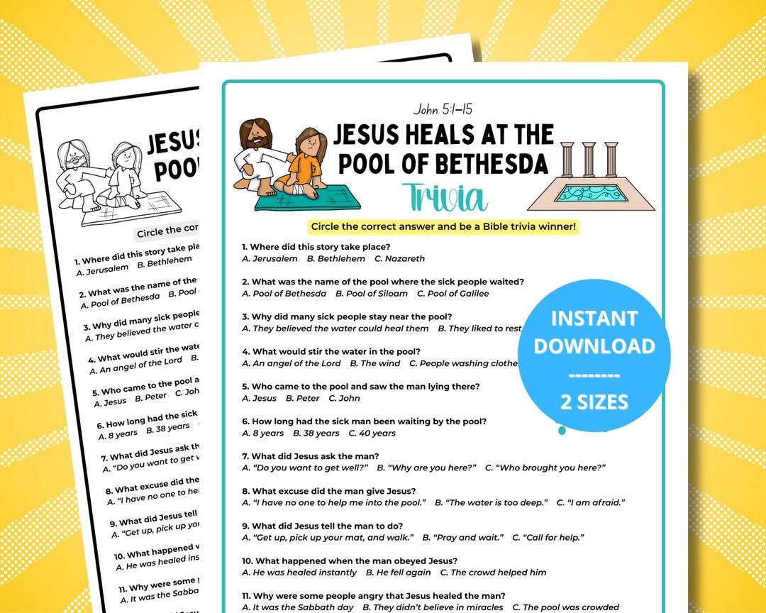 Pool of Bethesda Bible Trivia Game | Jesus Heals the Lame Man | Healing ...