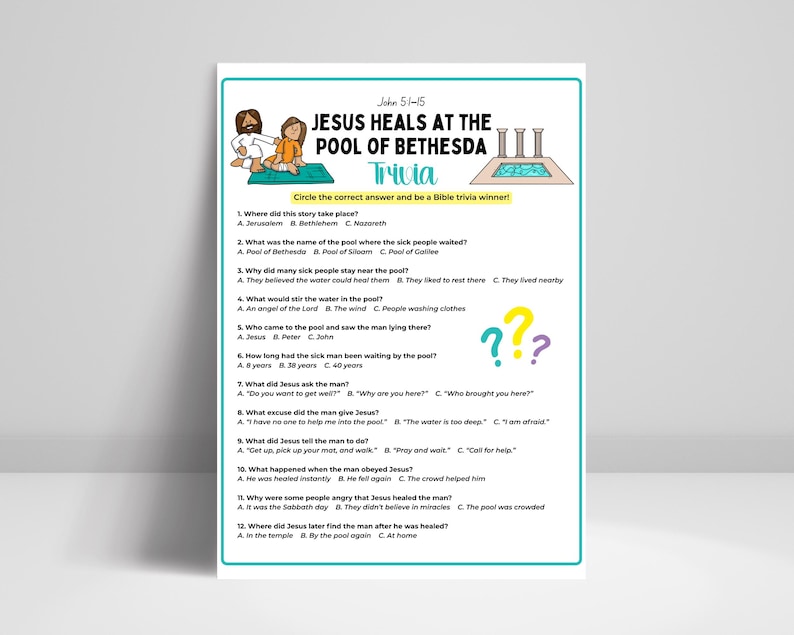 Pool of Bethesda Bible Trivia Game | Jesus Heals the Lame Man | Healing ...