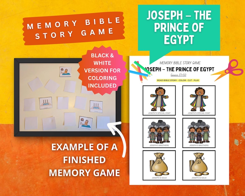 Joseph Prince of Egypt Memory Game | Joseph Bible Story | Joseph and ...