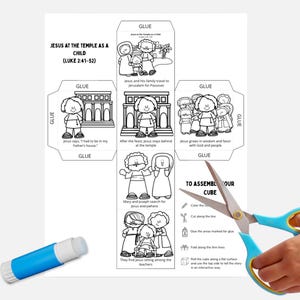 Boy Jesus in the Temple Bible Story Cube | Printable Craft for Kids ...