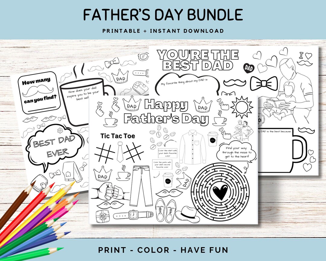 Father's Day Activity Placemat Bundle, Father's Day, Father's Day ...