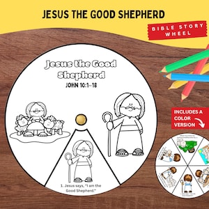 Jesus the Good Shepherd Bible Story Wheel | John 10 Printable Craft for ...