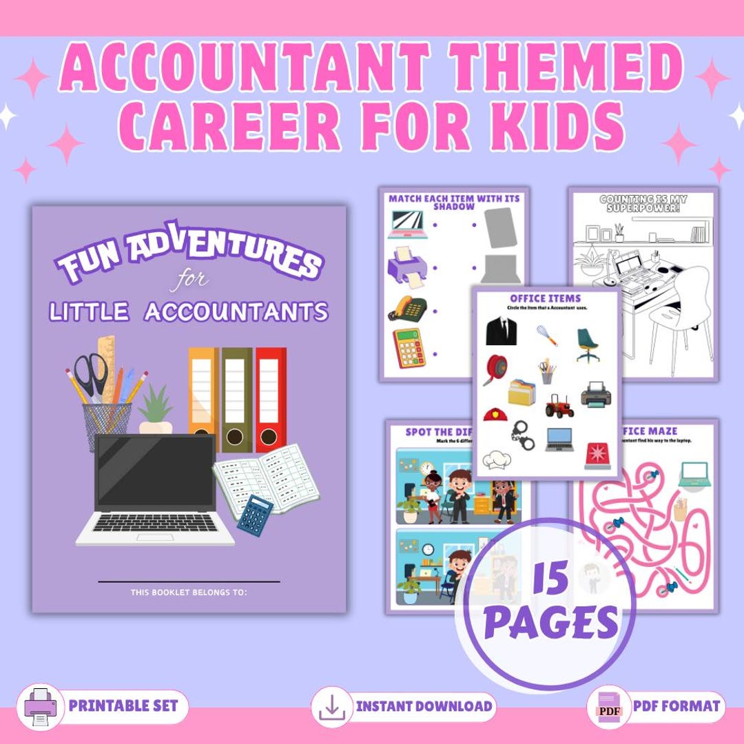Accountant Career Activity Pack for Kids | Mini Booklet + Office Games ...