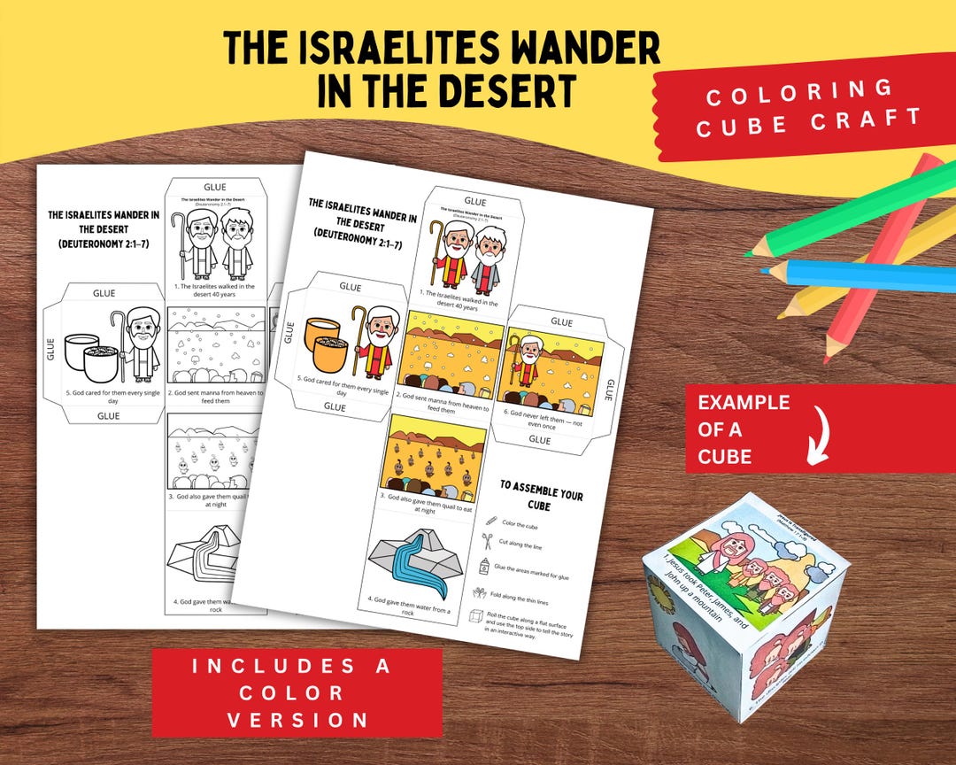 Israelites in the Desert Coloring Cube – Deuteronomy 2:1–7 Bible Craft ...