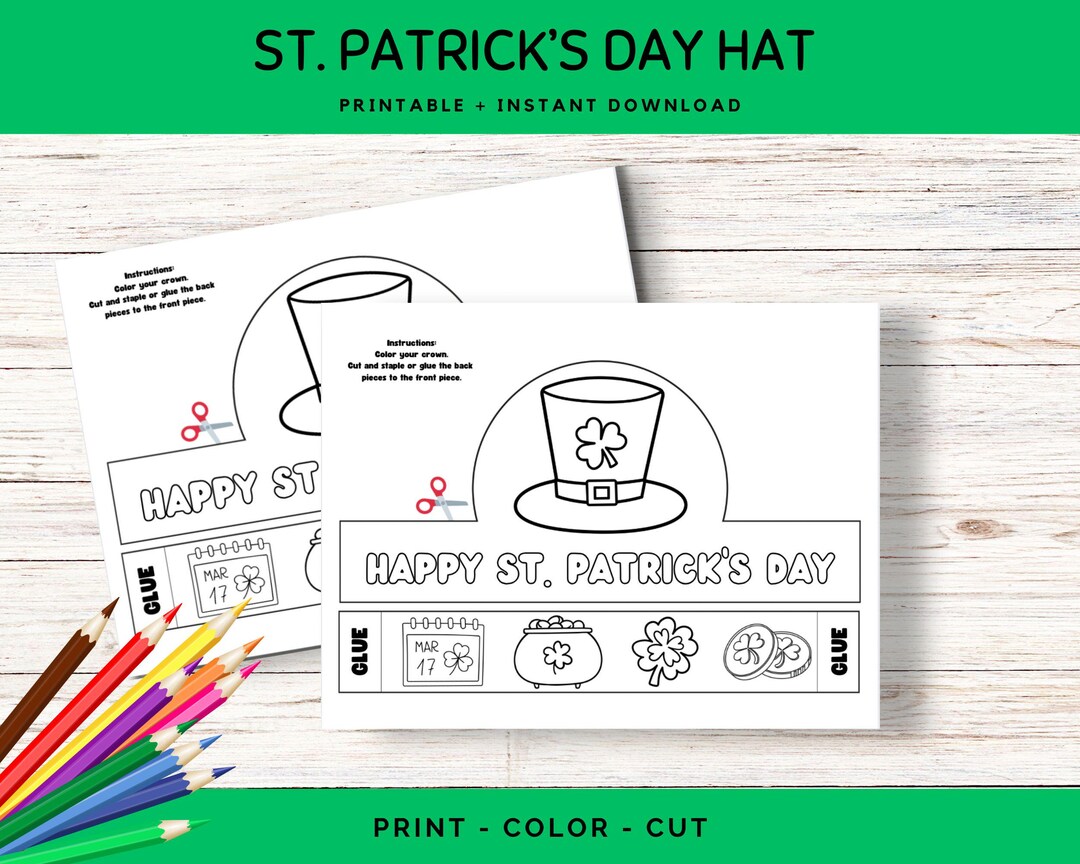 St. Patrick's Day Paper Hat Craft , Saint Patricks Kids Coloring Page ...