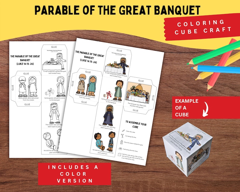 Parable of the Great Banquet Bible Story Cube | Luke 14:15–24 ...