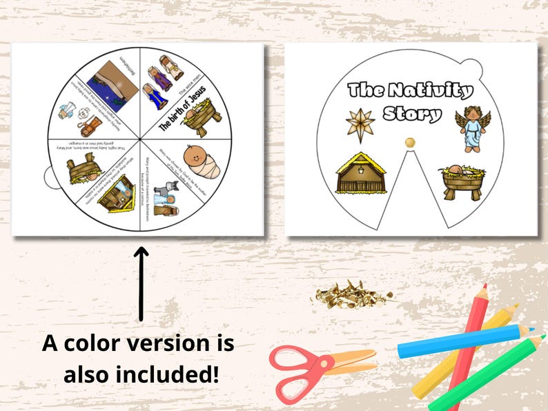 Nativity Story Coloring Wheel, Printable Bible Story Activity, Sunday ...