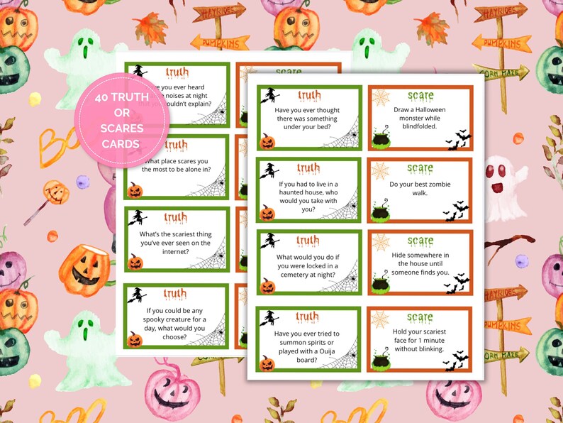 Spooky Halloween Truth or Dare: Printable Party Game Cards for Kids ...
