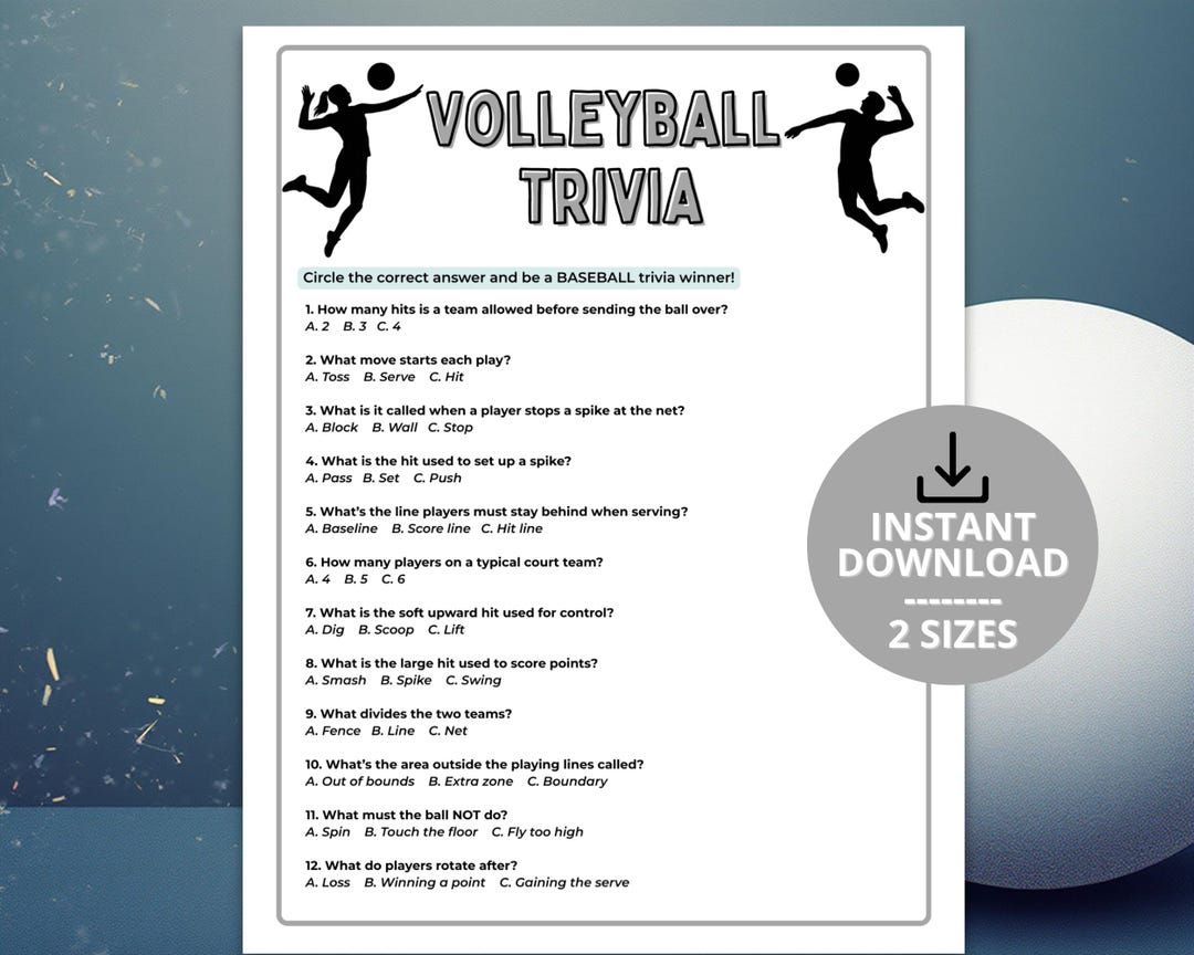 Volleyball Trivia Printable Game, Kids Sports Quiz Worksheet, Classroom ...