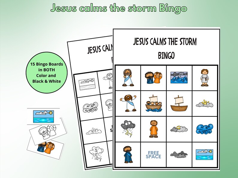 Jesus Calms the Storm Bingo Set for Kids, Jesus Calms the Storm Bible ...