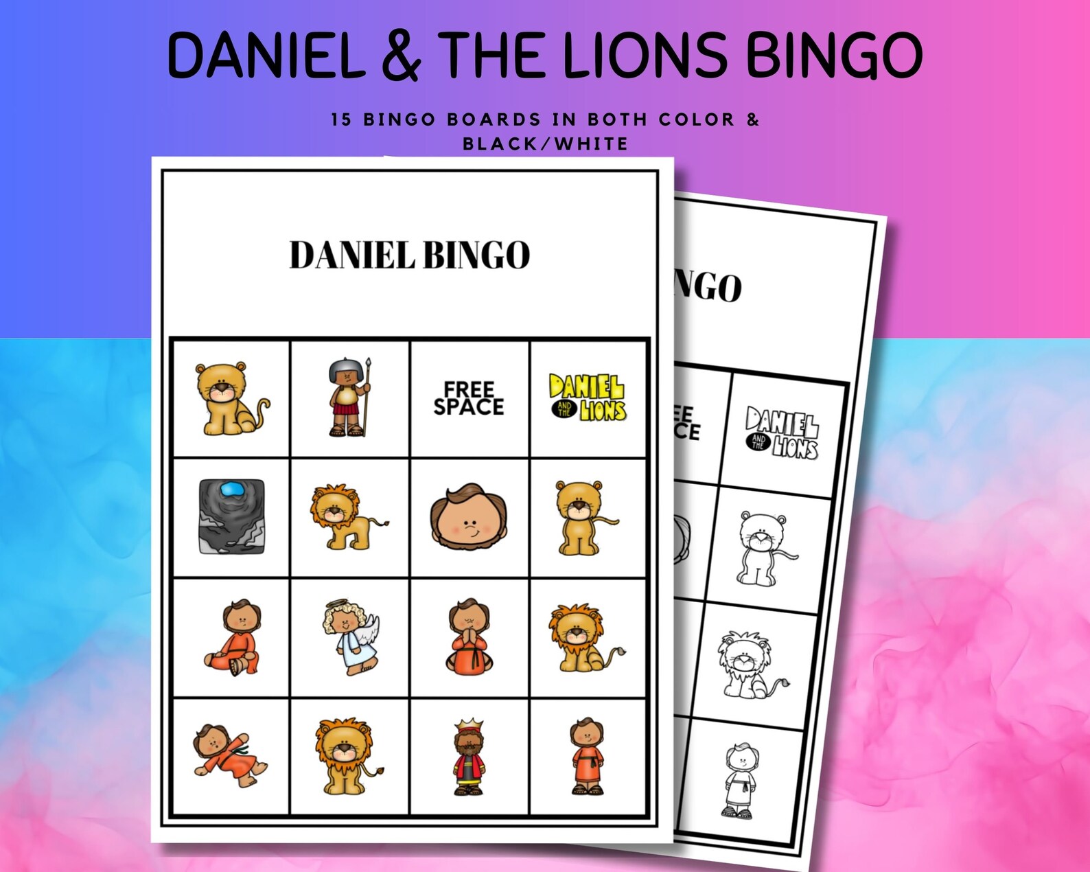 Daniel and the Lions Bingo Set for Kids - Bible Story Activity, Daniel ...