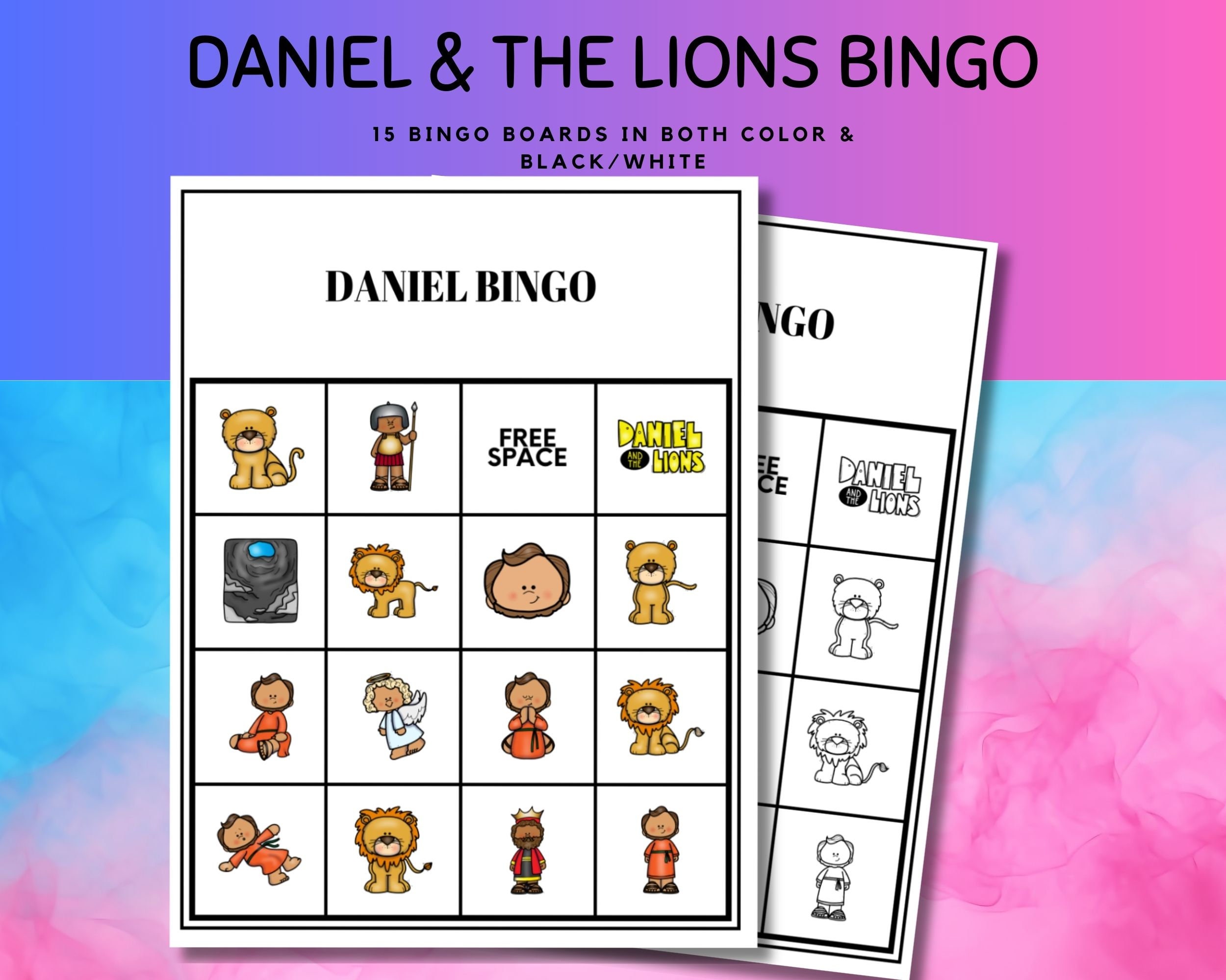 Daniel and the Lions Bingo Set for Kids - Bible Story Activity, Daniel ...