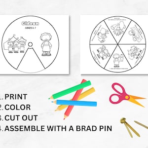 Gideon Bible Story Wheel Printable | Judges 6–7 Kids Activity | Gideon ...