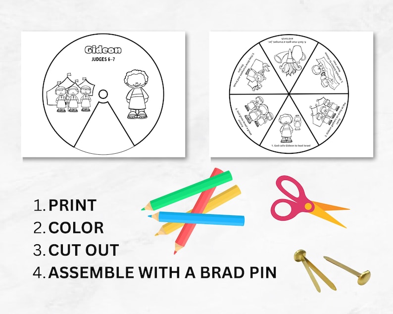 Gideon Bible Story Wheel Printable | Judges 6–7 Kids Activity | Gideon ...