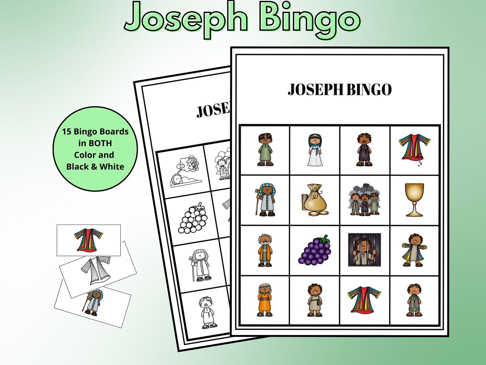 Joseph Bingo Set for Kids - Bible Story Activity, Joseph and His ...