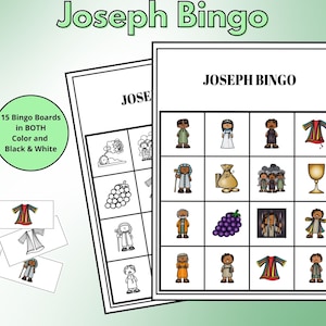 Joseph Bingo Set for Kids - Bible Story Activity, Joseph and His ...