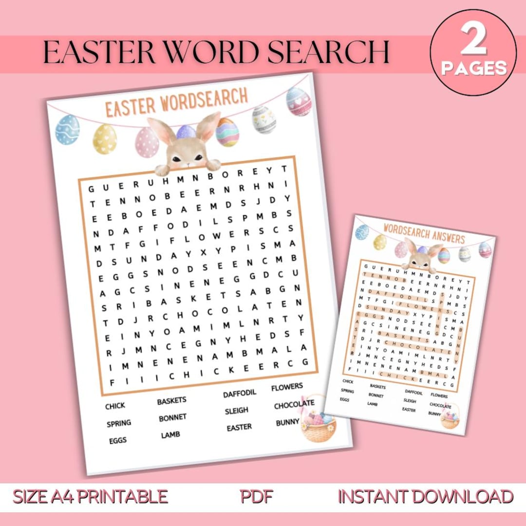 Sopa de letras de Pascua imprimible / A4 imprimible / Actividad ...