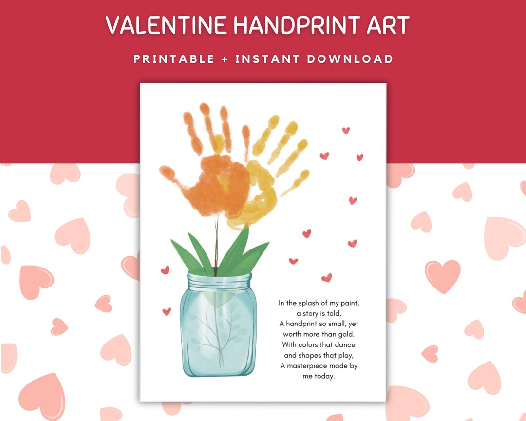 Valentine Handprint Art, Valentine Preschool Activity, Craft for ...