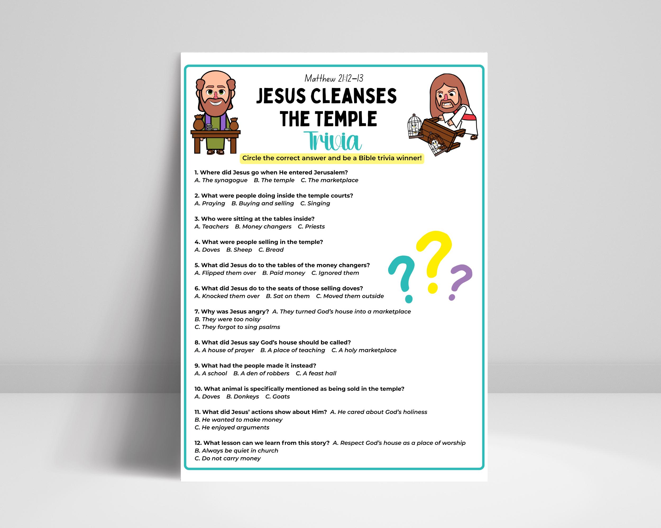 Jesus Cleanses the Temple Bible Trivia Game | Jesus in the Temple Kids ...