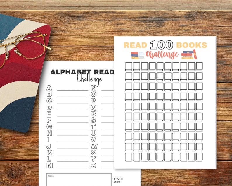 Book Bingo, Read 100 Books & Alphabet Read Challenge, Printable Reading ...